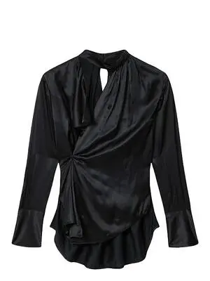 ALLSAINTS Zellie High-neck Silk-blend Top - Black