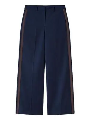 Whistles Side-stripe Straight-leg Stretch-woven Trousers - Navy