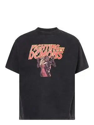 NOT BORING Fighting My Demons Graphic-print Cotton T-shirt - Black