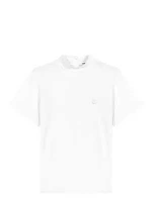 Maje Crewneck Back-zip Cotton T-shirt - White