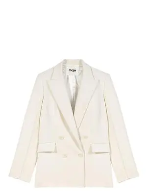 Maje Tailored Double-breasted Wool-blend Blazer - Ecru