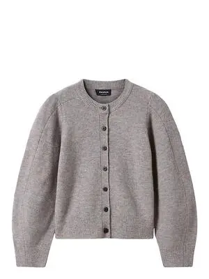 Whistles Puff Sleeve Wool-blend Cardigan - Neutral