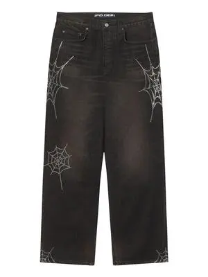 SP5DER Rhinestone Web Denim - Black