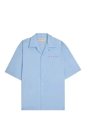Marni Boxy Fit Logo Bowling Shirt - Blue