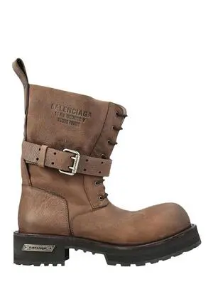 Balenciaga Lace Up Leather Ankle Boots - Brown