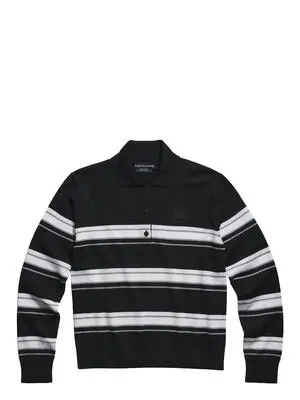 Canada Goose Melrose Striped Knit Polo - Black/stratus Grey