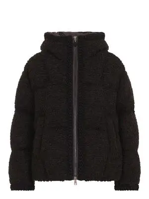 Moncler Black Wool-blend Down Jacket - Brown
