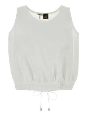Loewe Cotton Poplin Drawstring Top - White
