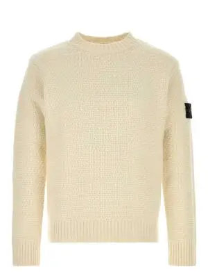 Stone Island STONE ISLAND RWS Wool-Blend Crew Neck Sweater White