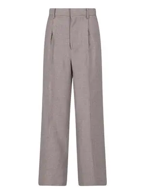 Auralee High-waist Wide-leg Wool Trousers - Brown