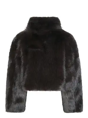 ROTATE BY BIRGER CHRISTENSEN ROTATE Cropped Faux Fur Jacket With Stand Collar