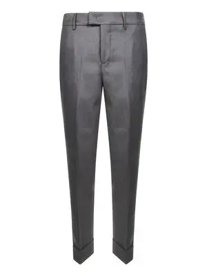 BERWICH Tailored Wool Blend Pants With Comfort Waist And Hem Pleat - Marrone