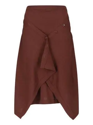 LEMAIRE Asymmetric Wrap-front Midi Skirt - Red