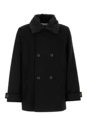 Our Legacy Wool Wage Jacket With Fur Collar - Black