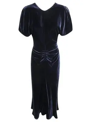 Victoria Beckham Bela Midi Dress In Viscose-silk Blend - Blu