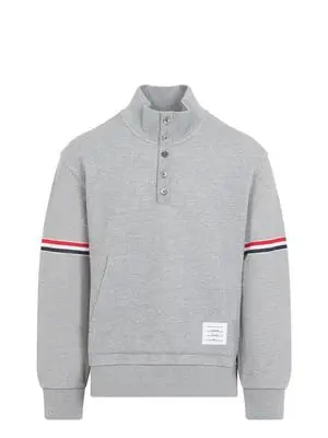 Thom Browne Funnel Neck Cotton Pullover Sweatshirt - Grey