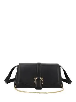FERRAGAMO Structured Shoulder Bag With Gold-tone Hardware - Black