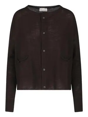 MA'RY'YA Virgin Wool Button-front Cardigan - Brown