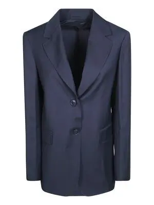 Max Mara MAX MARA STUDIO Single-Breasted Wool Blazer Blu