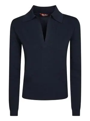 Max Mara Max Mara Studio Knit Polo Sweater Blu