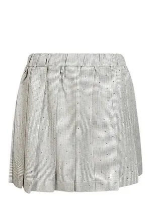 PAROSH PAROSH Houndstooth Rhinestone-Embellished Pleated Skirt