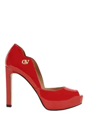 CAVALINHO Cavalinho Iconic Patent Leather Peep-Toe Platform Stiletto Heels Red
