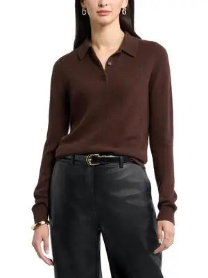 Nordstrom Cashmere Polo Sweater Brown Mole