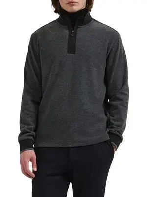 Bugatchi Bugatchi Quarter Zip Knit Pullover Black