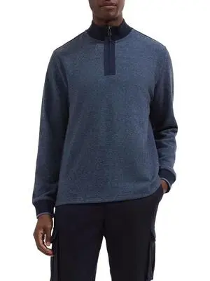 Bugatchi Bugatchi Quarter Zip Knit Pullover Navy