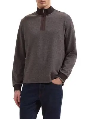 Bugatchi Bugatchi Quarter Zip Knit Pullover Truffle