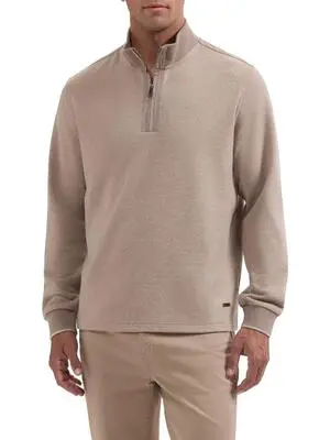 Bugatchi Quarter Zip Knit Pullover - Walnut