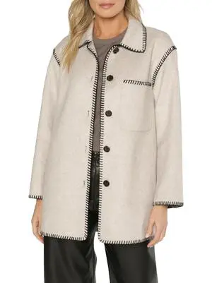MATTY M. Matty M. Angel Contrast Whipstitch Button Front Jacket