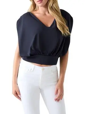 Guess Aundrea Draped Knit Top - Open Blue