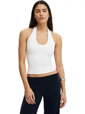 COTTON ON Scoop Neck Halter Top - White