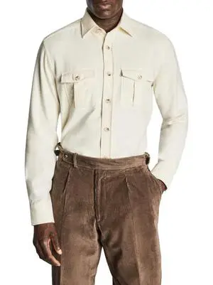 JACK VICTOR Arnaud Militaire Cotton Shirt Ecru