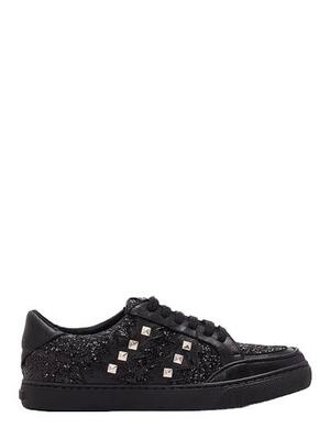 CLARA BARCELO Embellished Glitter Sneakers - Black