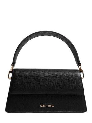 SAINT + SOFIA Lennox Half Flap Bag In Grained Leather - Black