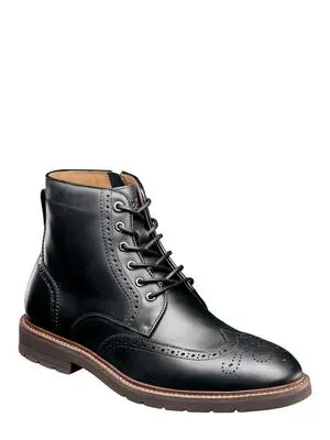 Florsheim Redford Leather Wingtip Lace-up Boot - Black Ch