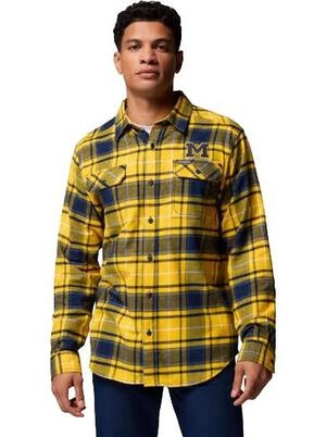 Columbia Michigan Wolverines Flare Gun Omni-wick Flannel Long Sleeve Button-up Shirt - Maize