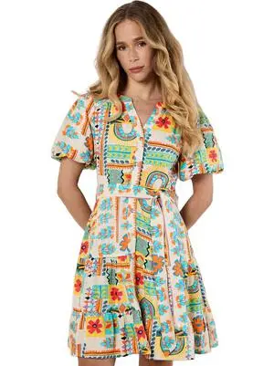 APRICOT Tropical Print Puff Sleeve Mini Dress - Assorted