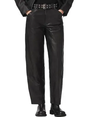 ALLSAINTS Manta Wide Leg Leather Trousers - Black