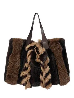 AZALEA WANG Confidante Faux Fur Handbag - Chocolate Multi
