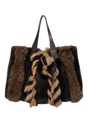 AZALEA WANG Confidante Faux Fur Handbag - Chocolate Multi