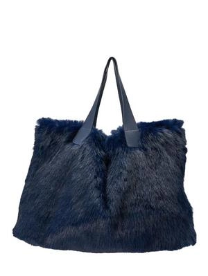 AZALEA WANG Confidante Faux Fur Handbag - Navy