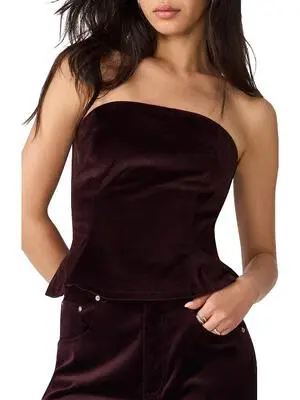 Steve Madden Dawnette Strapless Peplum Top - Deep Fig