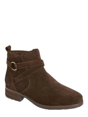Josef Seibel Leather Bootie With Buckle Detail - Chocolate