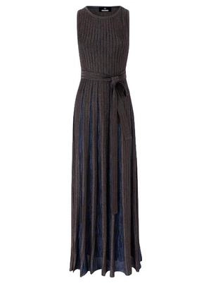 Missoni Long Sleeveless Belted Viscose Lamé Dress - Blue