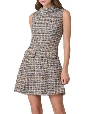 Shoshanna Shimmer Tweed A-line Dress - Beige Multi