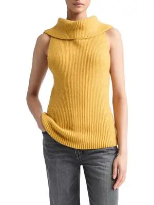 Ossou Isla Ribbed Wool Turtleneck Tank - Sungold