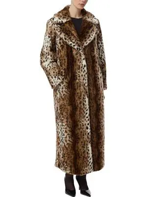 Apparis Gabrielle Faux Fur Maxi Coat - Leopard